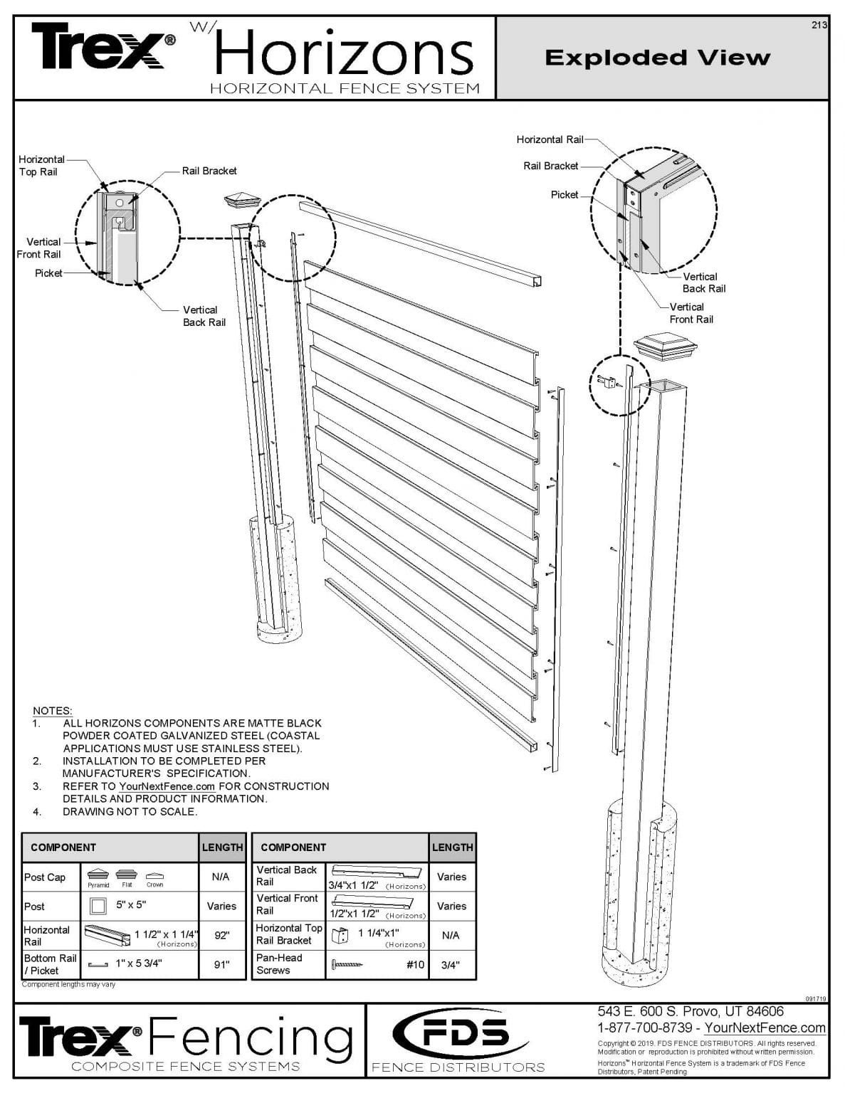 Trex Fencing With Horizons | Shop Drawings For Horizontal Fencing
